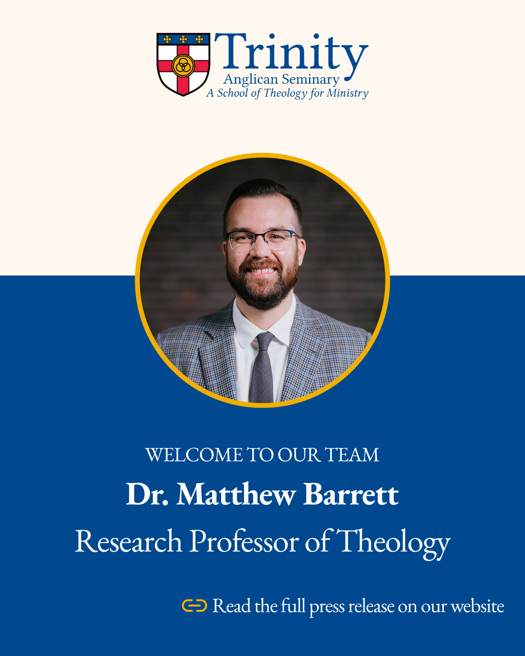 Matthew Barrett appointed Research Professor of Theology at Trinity ...